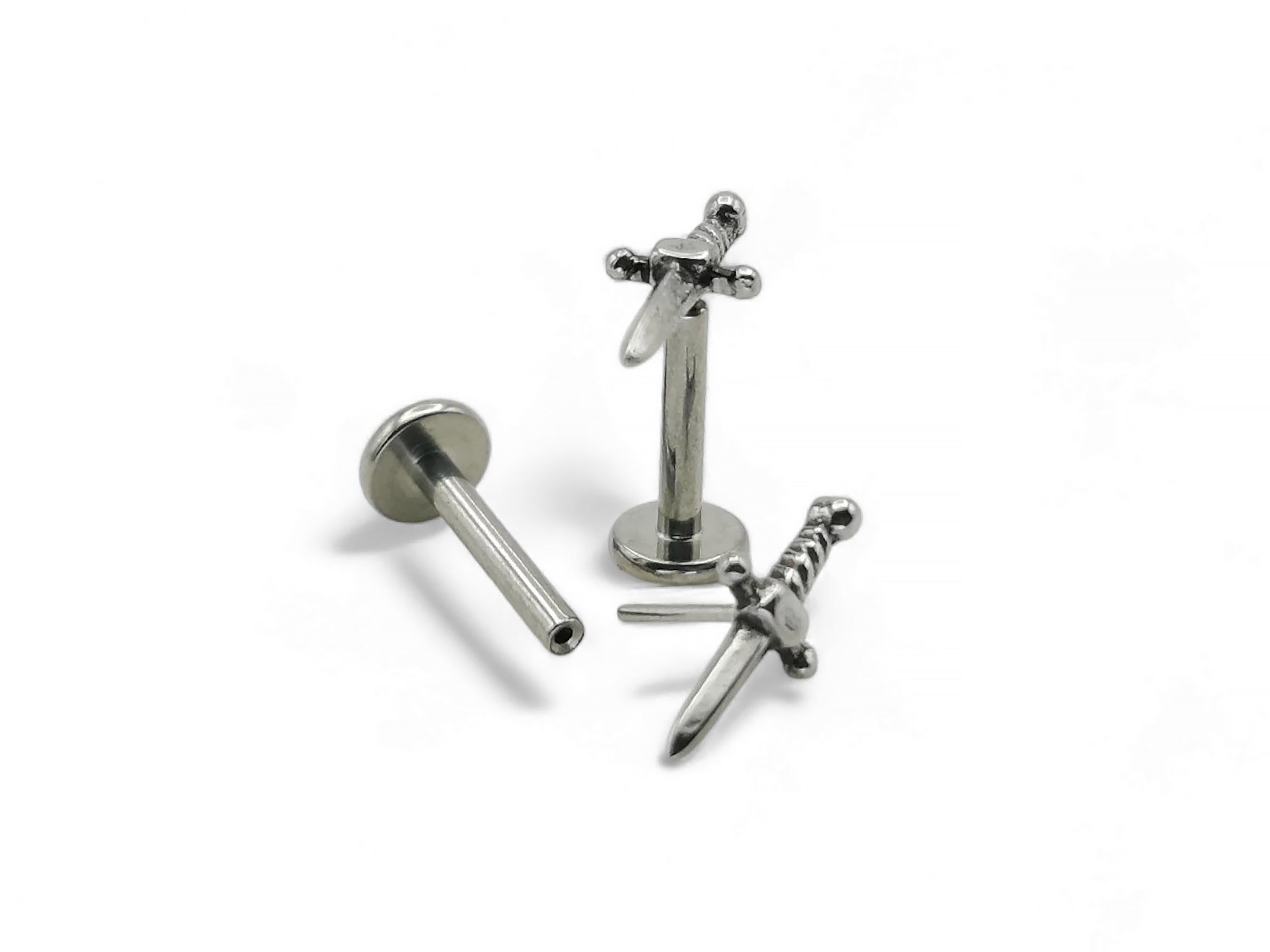 Titanium push fit dagger stud 1.2mm/16g, 6mm-8mm length – TribalBodyArtShop